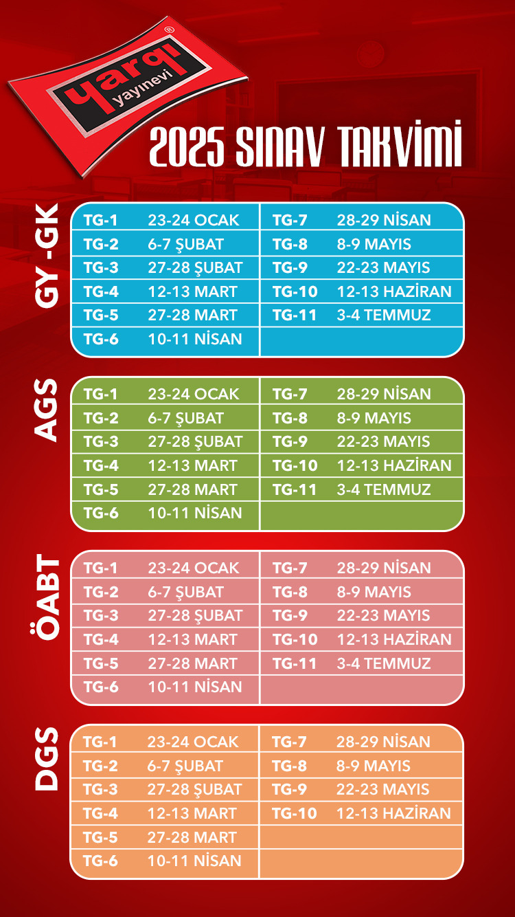 Adana Yargı Akademi | 2024-2025 GYGK KPSS-A Ags ÖABT -DGS Deneme Takvimi | Sınav Takvimi